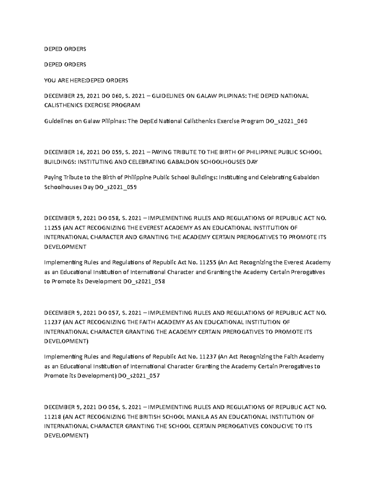 List of department of education orders - DEPED ORDERS DEPED ORDERS YOU ...