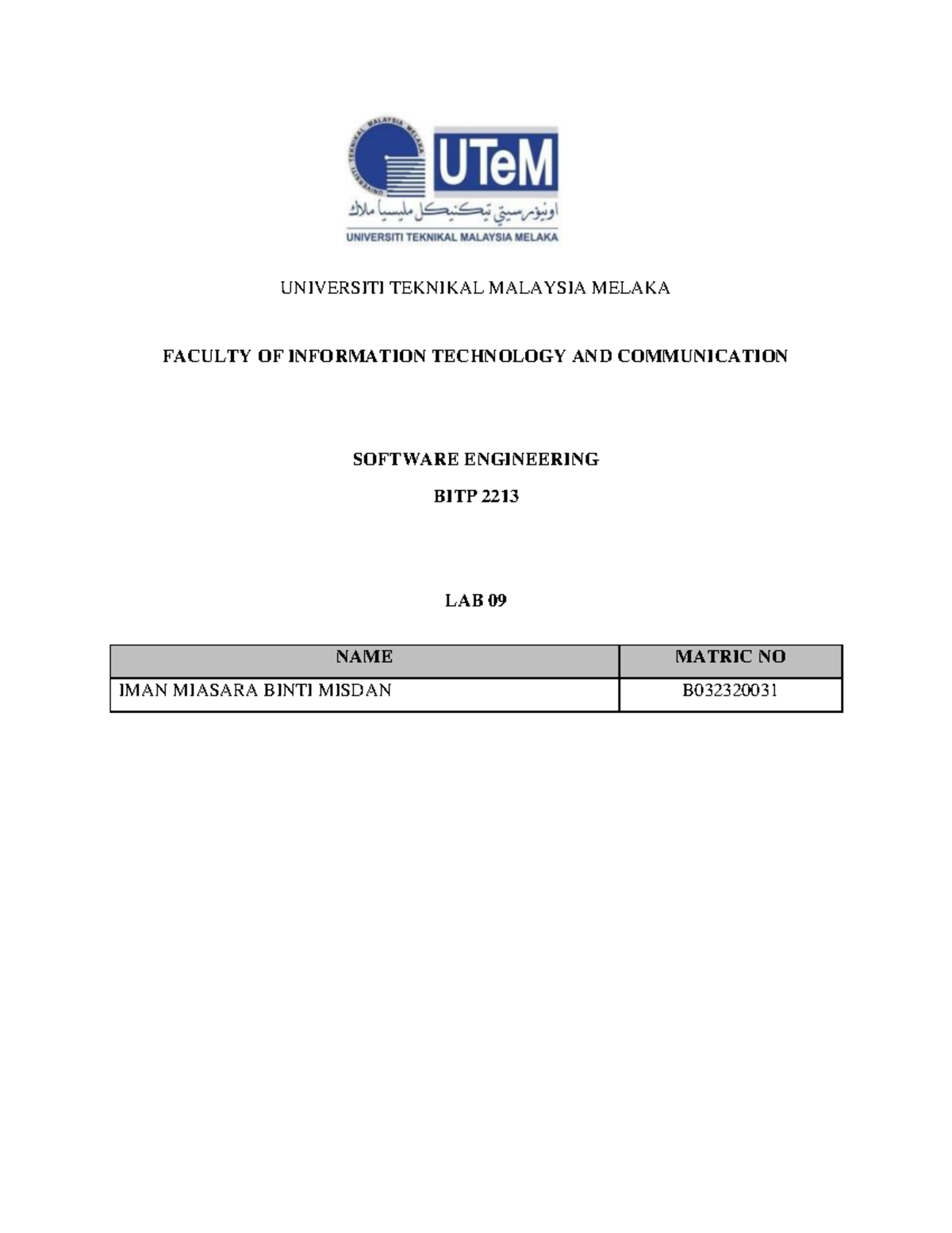 SOFTWARE ENGINEERING -Test Cases - UNIVERSITI TEKNIKAL MALAYSIA MELAKA ...