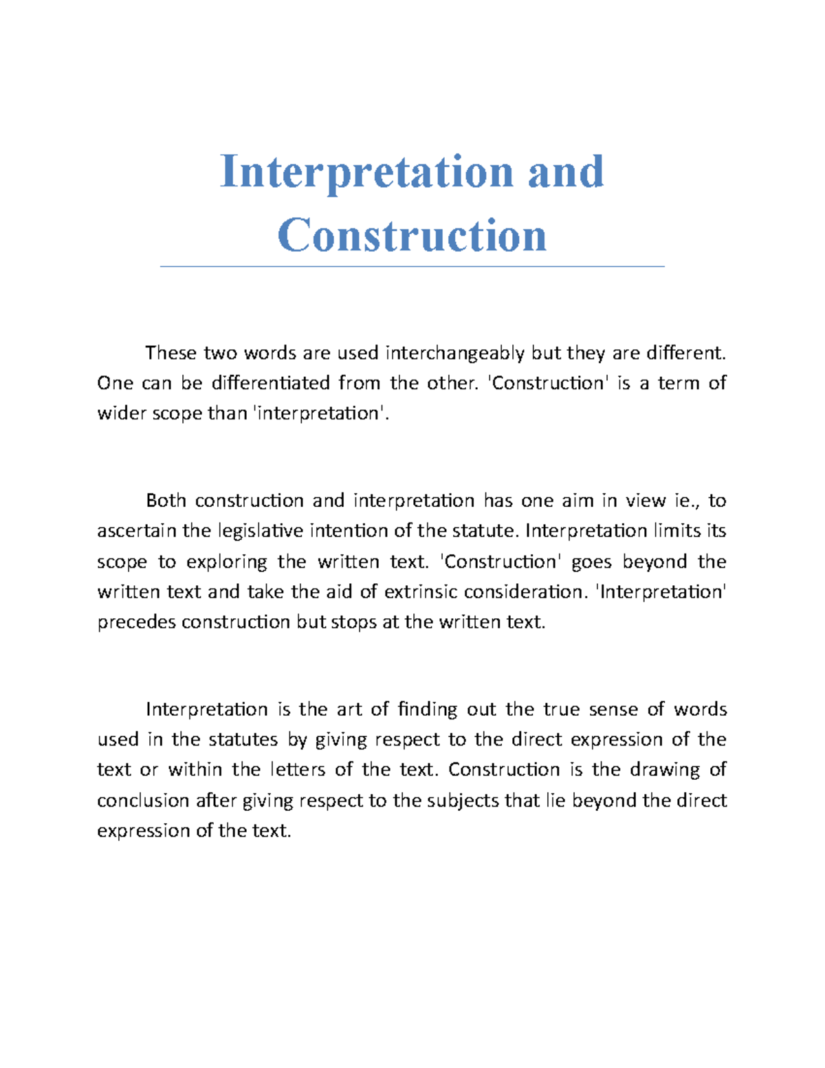 Interpretation and Construction - Interpretation and Construction These ...