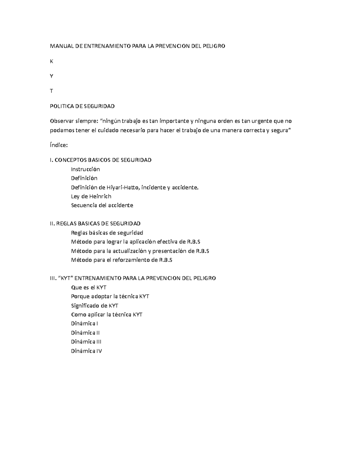 Manual DE Entrenamiento PARA LA Prevencion DEL Peligro - MANUAL DE ENTRENAMIENTO PARA LA ...