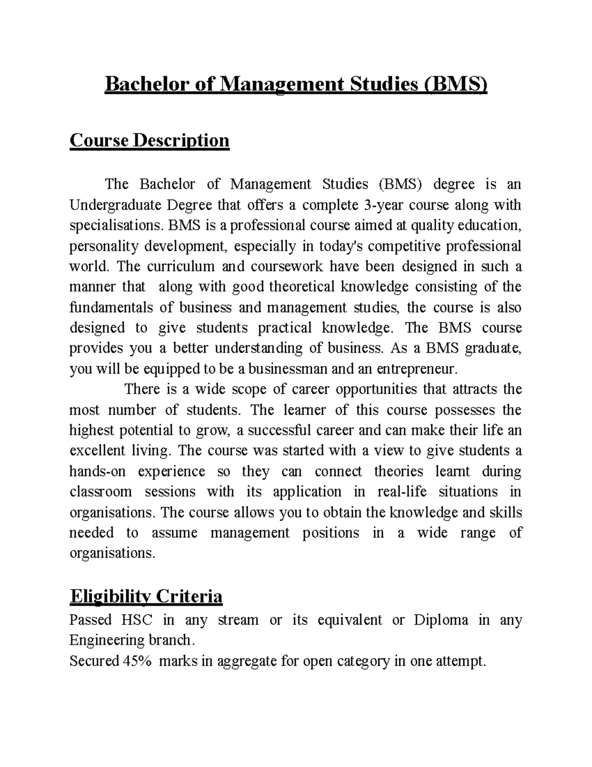 BMS Courese-detail - Bachelor of Management Studies (BMS) Course ...