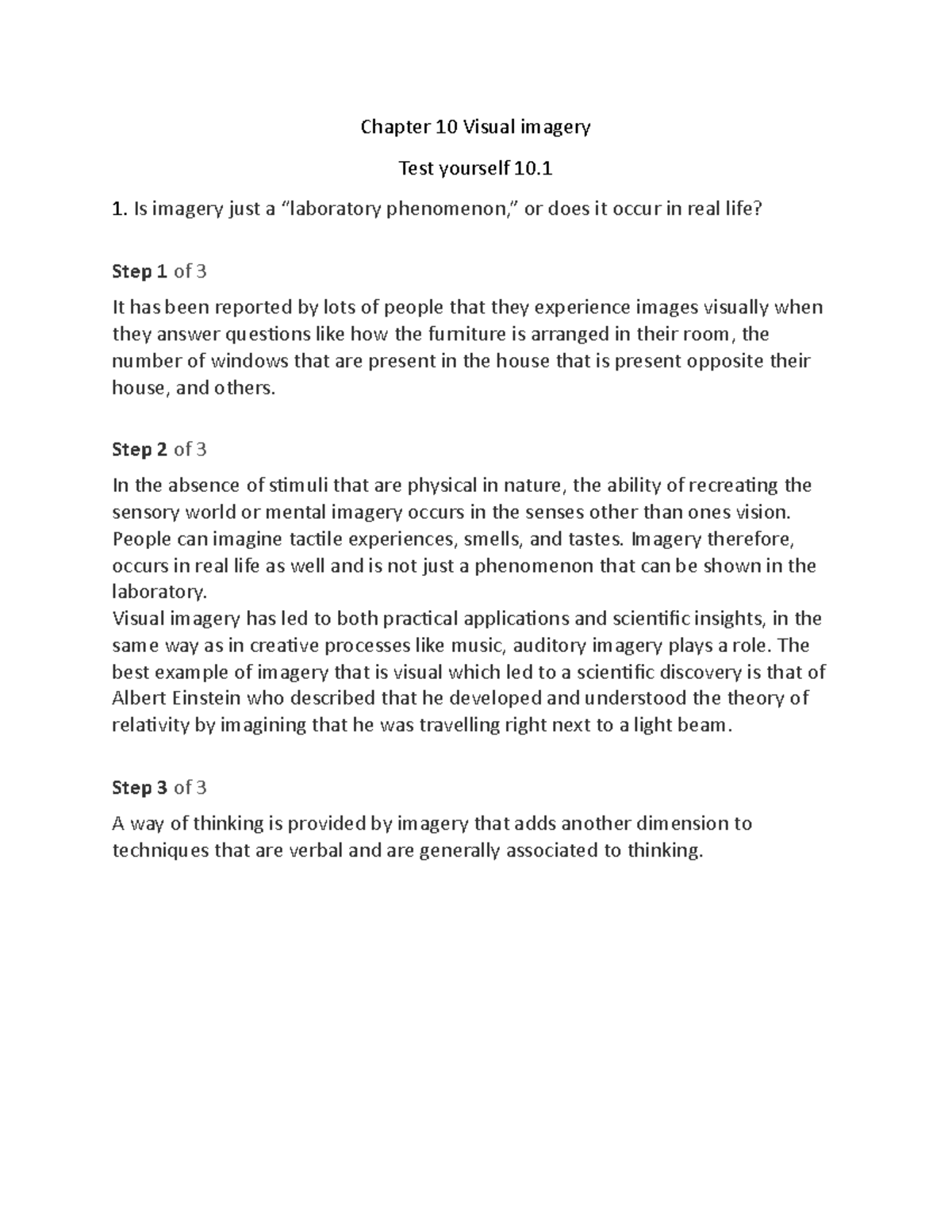 Chapter 10 Visual imagery - Chapter 10 Visual imagery Test yourself 10 ...