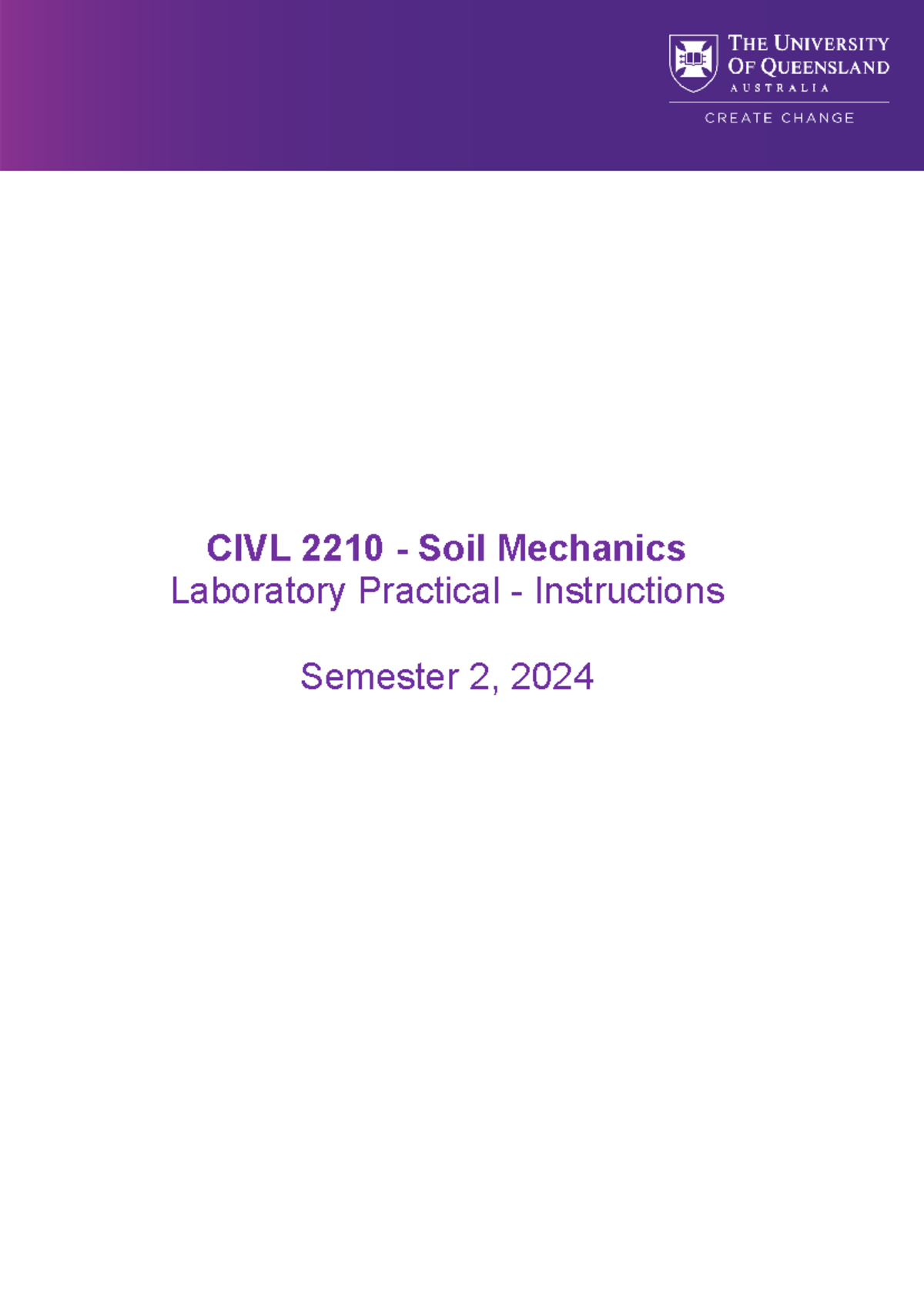 CIVL2210 2024 - Soil Mechanics – Laboratory Practical - Instructions ...