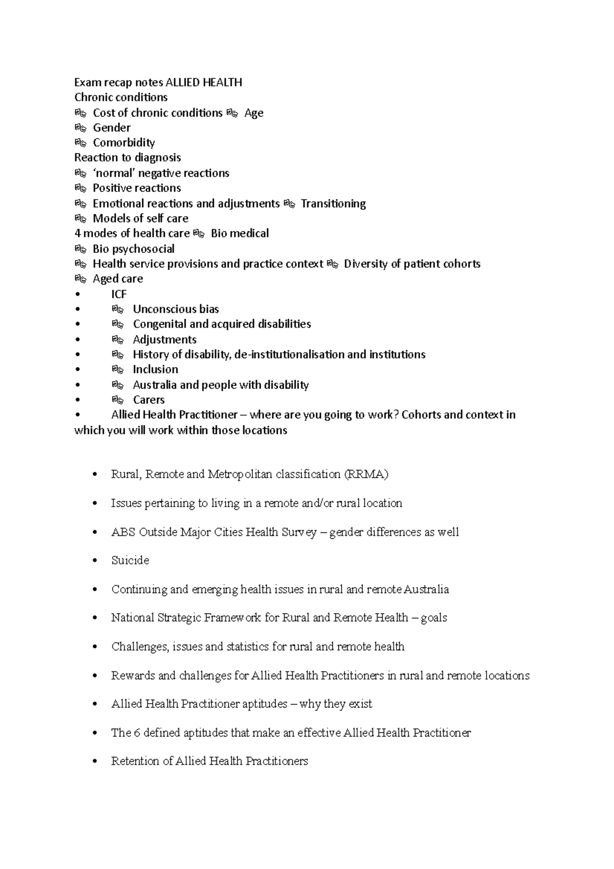 Exam recap notes Allied Health - Exam recap notes ALLIED HEALTH Chronic ...
