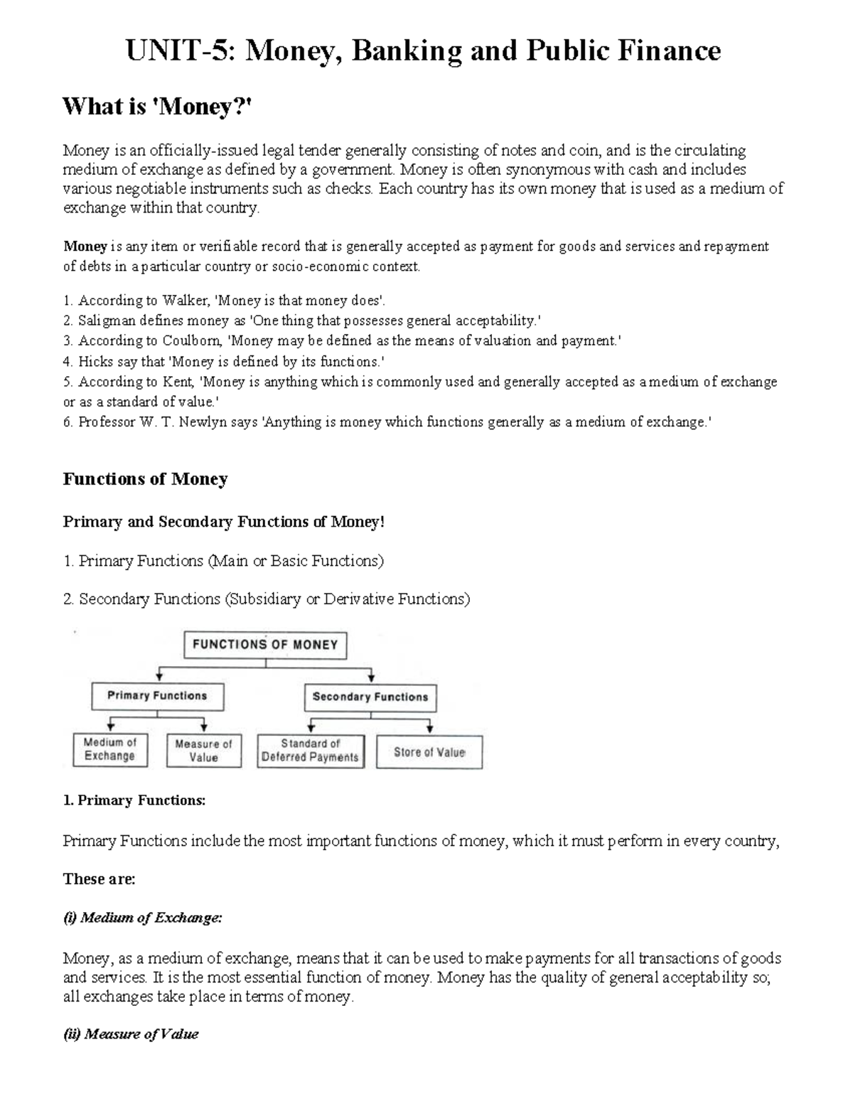 FOE UNIT5 - asdfasfasdfasdfasdf - UNIT-5: Money, Banking and Public ...