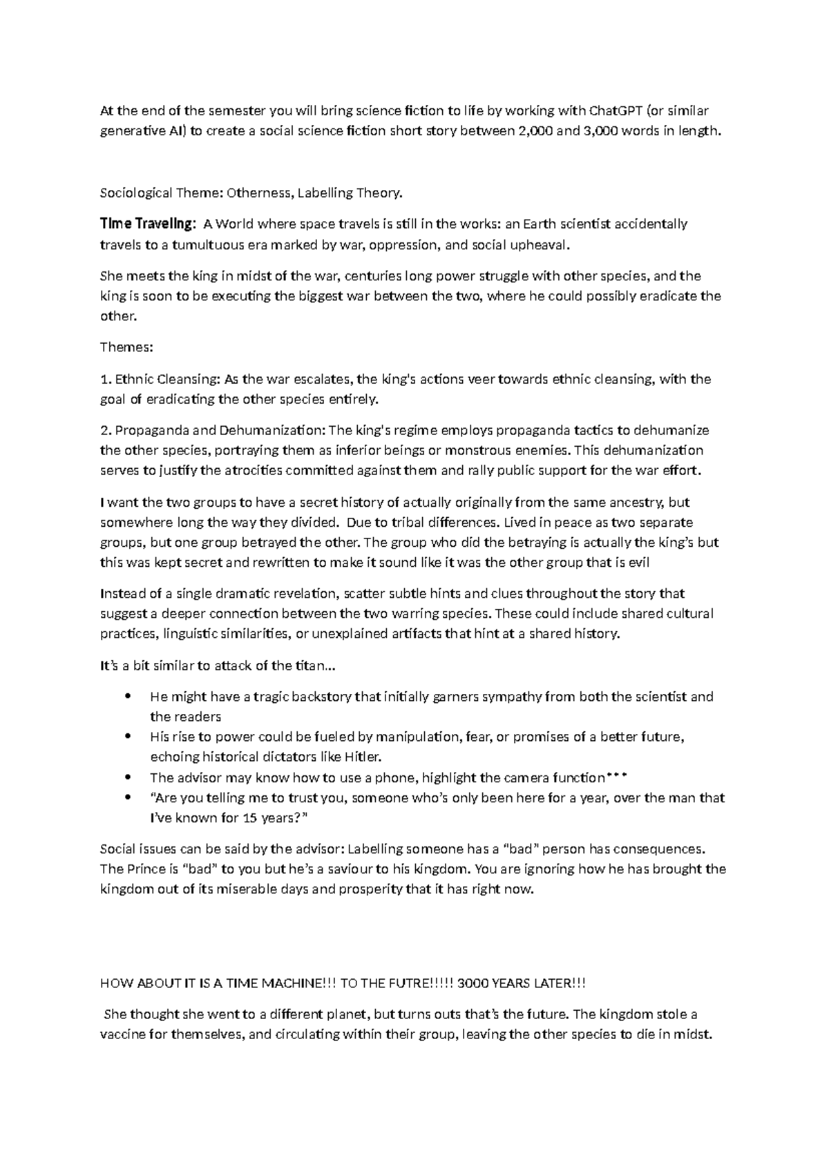 Short Story Draft - At the end of the semester you will bring science ...