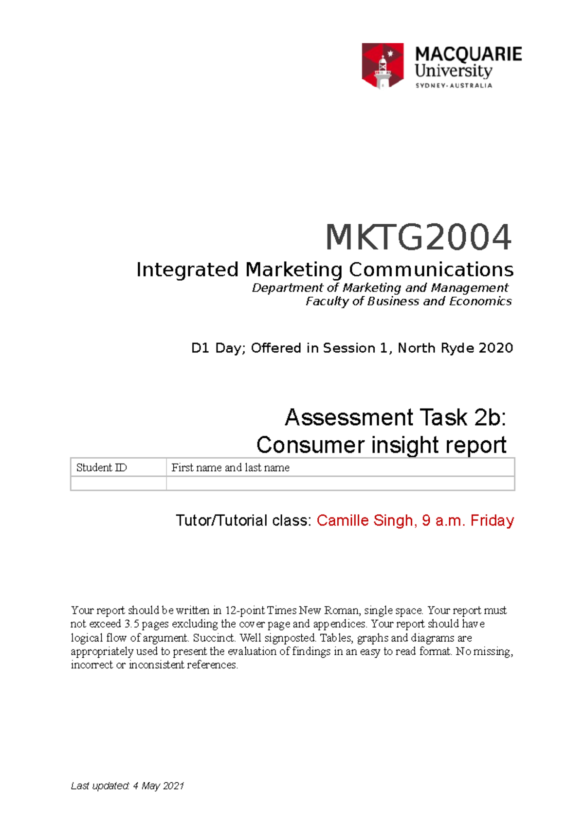 Consumer Insight Report - MKT G Integrated Marketing Communications ...
