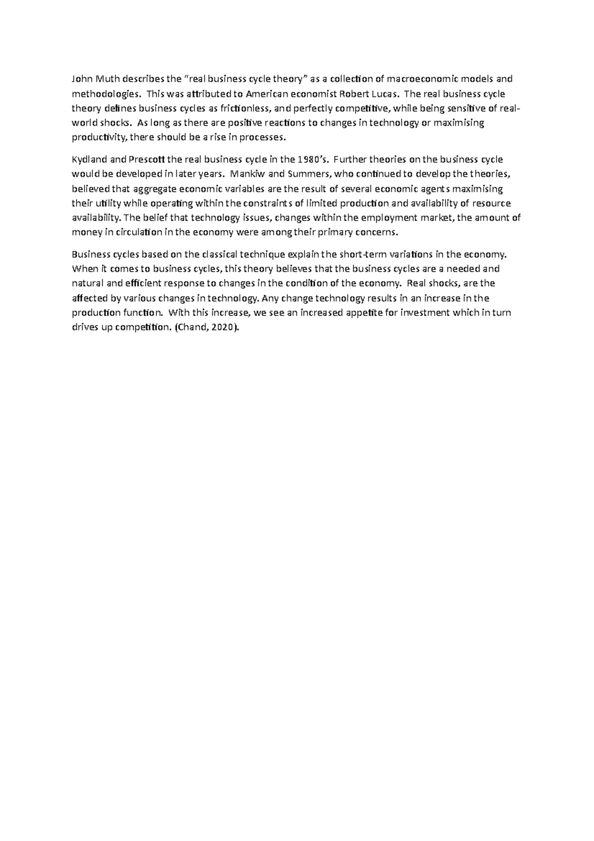 ECON1580 Learning Journal unit 7 - John Muth describes the “real ...