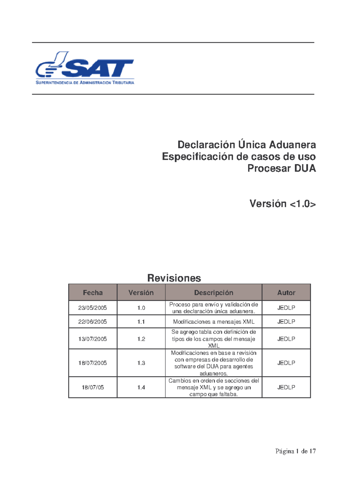 Especificaciones tecnicas para el env o de la DUA - Declaración Única ...