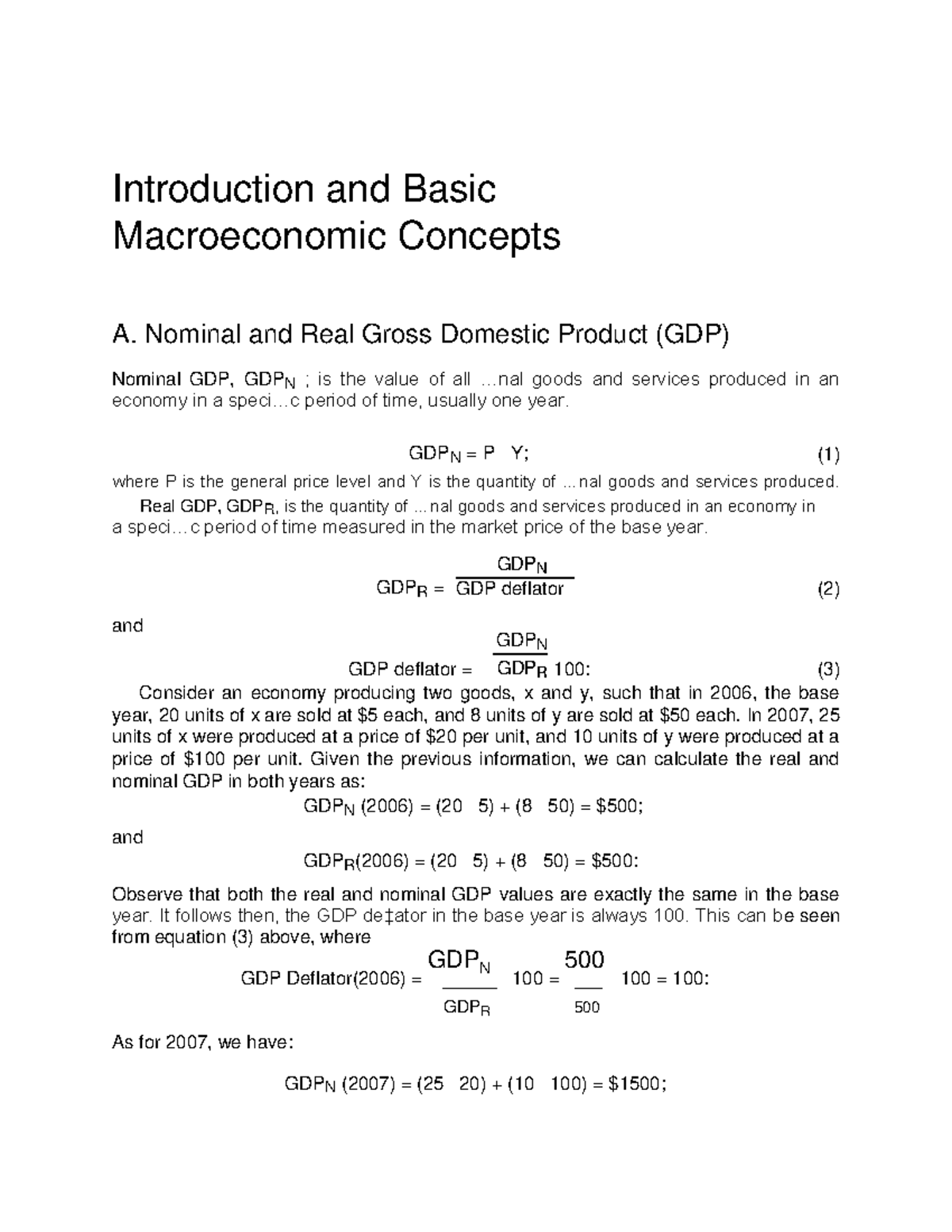 Summary about 'Basic Macroeconomic Concepts' - Introduction and Basic ...