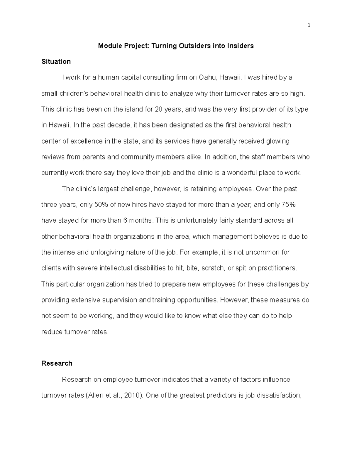 Module Project Example - Module Project: Turning Outsiders into ...