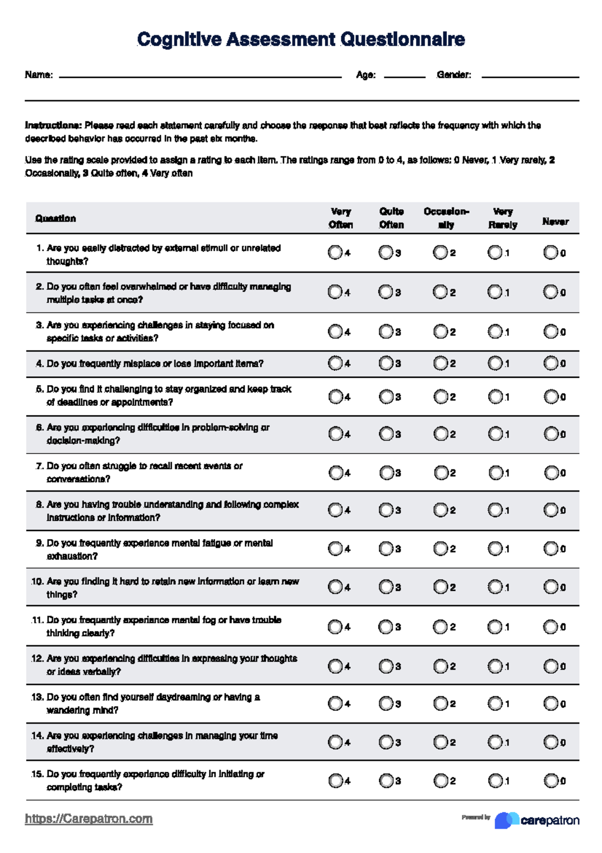 Cognitive-assessment-questionnaire - Cognitive Assessment Questionnaire Carepatron Powered by ...
