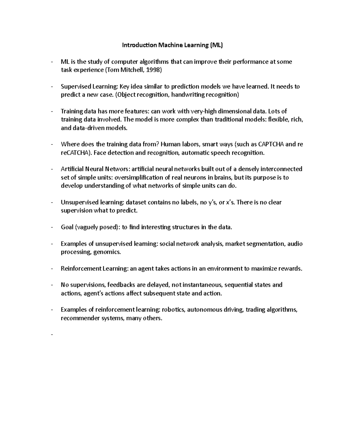 Monday sept 26 - Dr. Miao Bai - Introduction Machine Learning (ML) ML ...