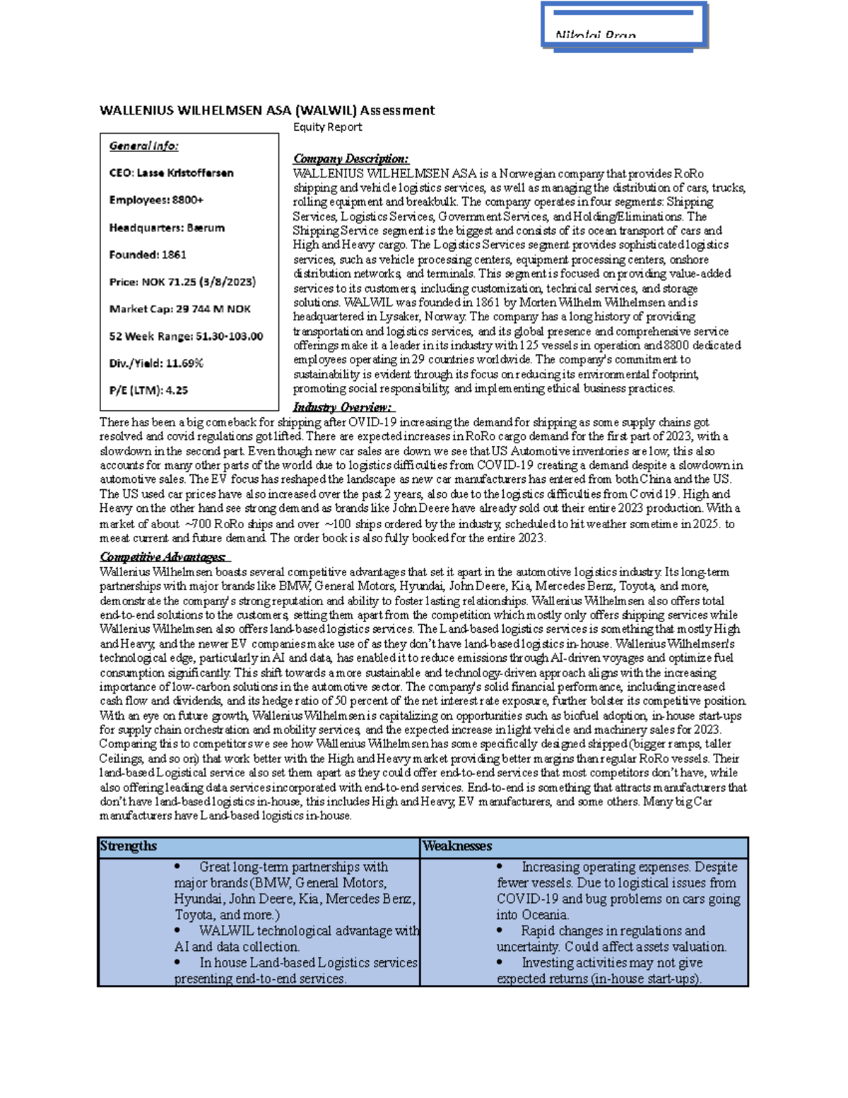Stock pitch WW (2)[1526] - WALLENIUS WILHELMSEN ASA (WALWIL) Assessment ...