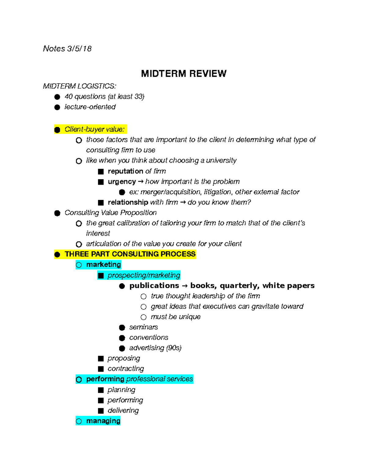 Lecture 10 Notes - Notes 3/5/18 MIDTERM REVIEW MIDTERM LOGISTICS: 40 ...