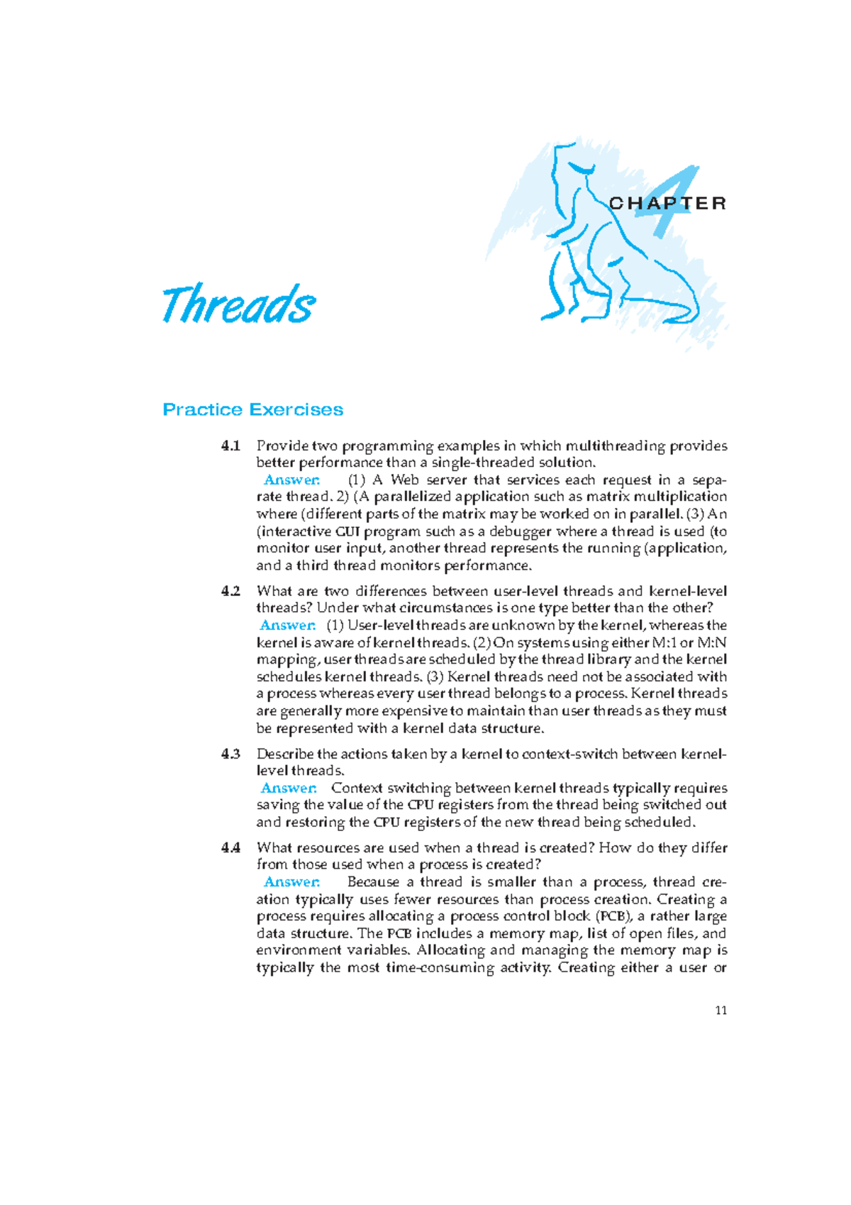 Chap 4 - Chapter 4 Practice Exercise with solution - 4 CHAPTER Threads ...
