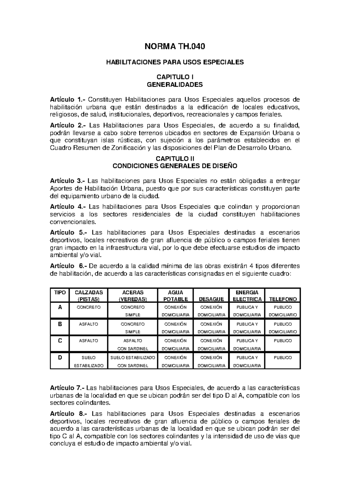 Norma TH.040 Habilitaciones para uso especial - NORMA TH ...