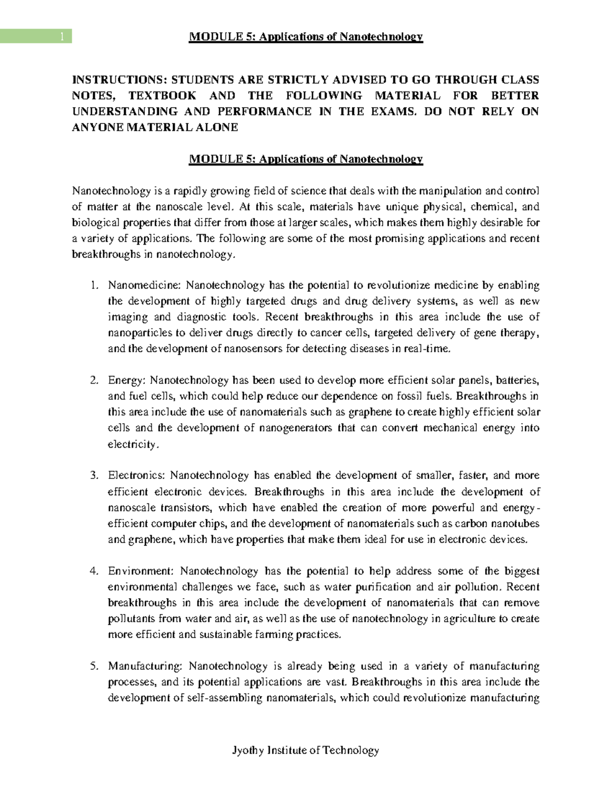 BETCK205C Module 5 Notes - INSTRUCTIONS: STUDENTS ARE STRICTLY ADVISED ...