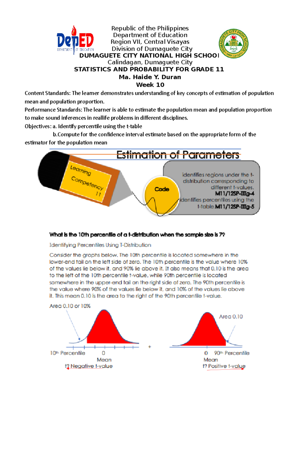Statistics-Week-10 - You'll learn a lot in that module - Republic of ...
