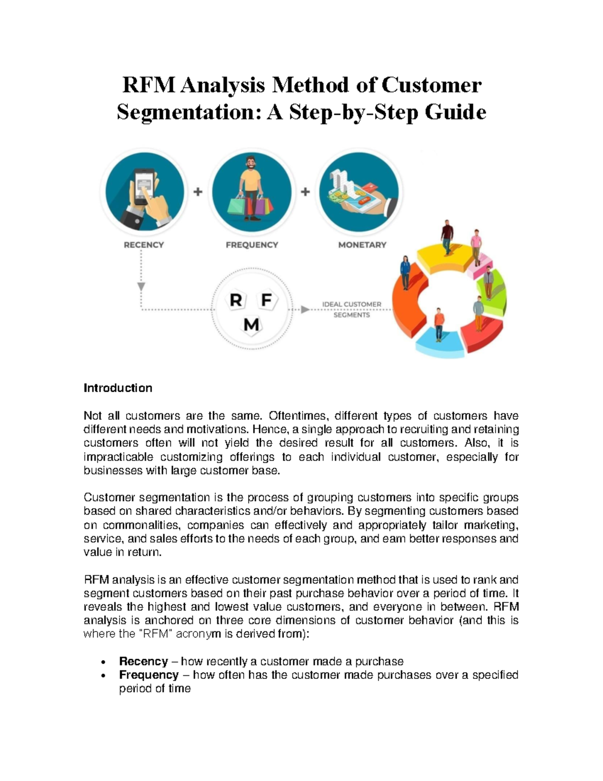 RFM Analysis Method of Customer Segmentation - Oftentimes, different ...