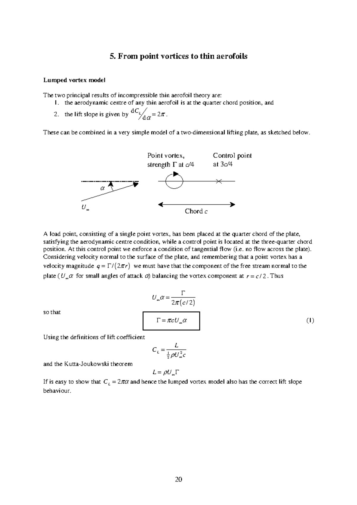 Chap5-lumped vortex 2 - 5. From point vortices to thin aerofoils Lumped ...