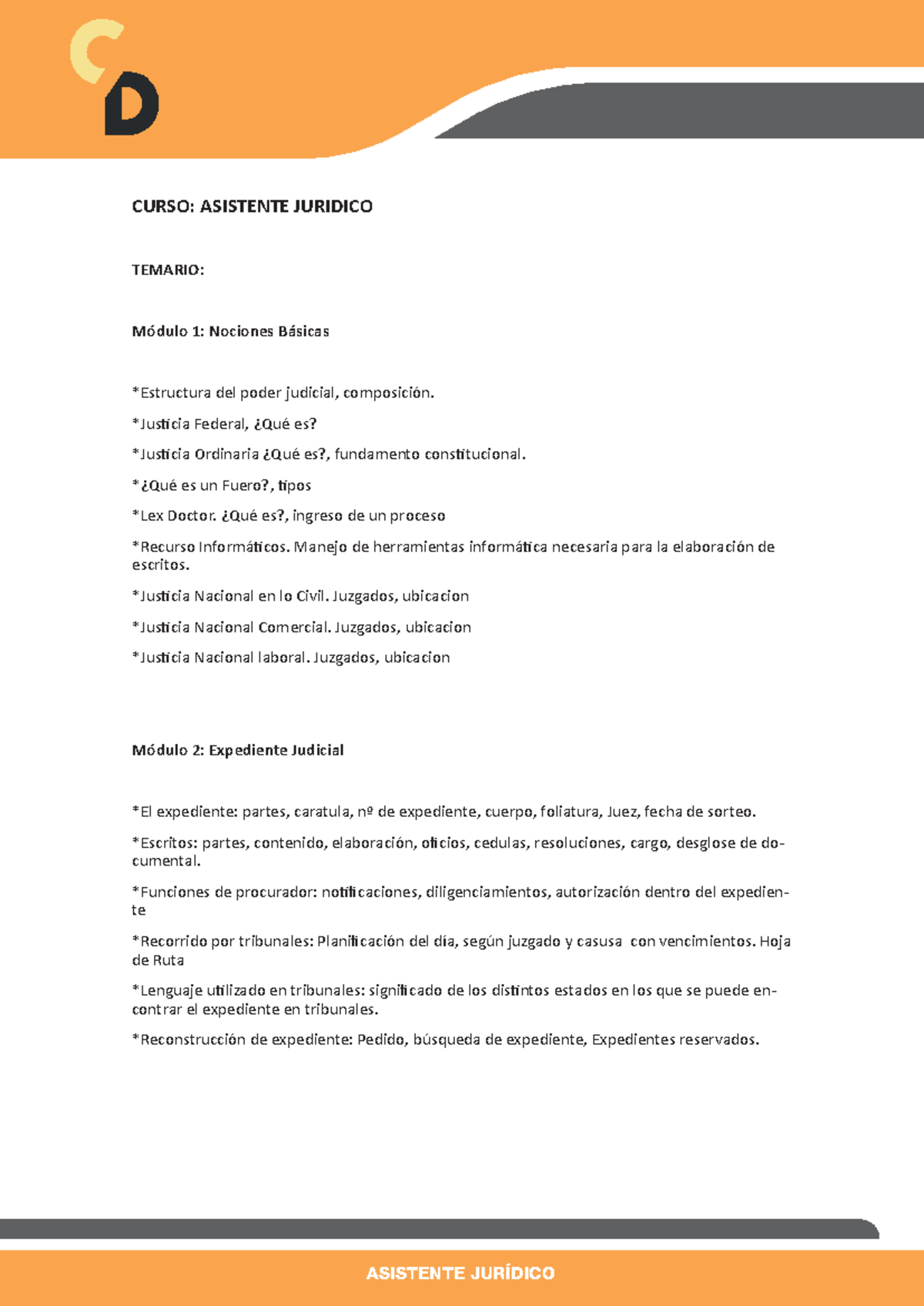 Curso Asistente Juridico - CURSO: ASISTENTE JURIDICO TEMARIO: Módulo 1 ...