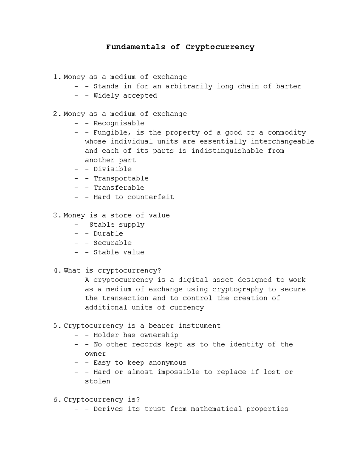 Fundamentals of Cryptocurrency Part 1 - Fundamentals of Cryptocurrency ...