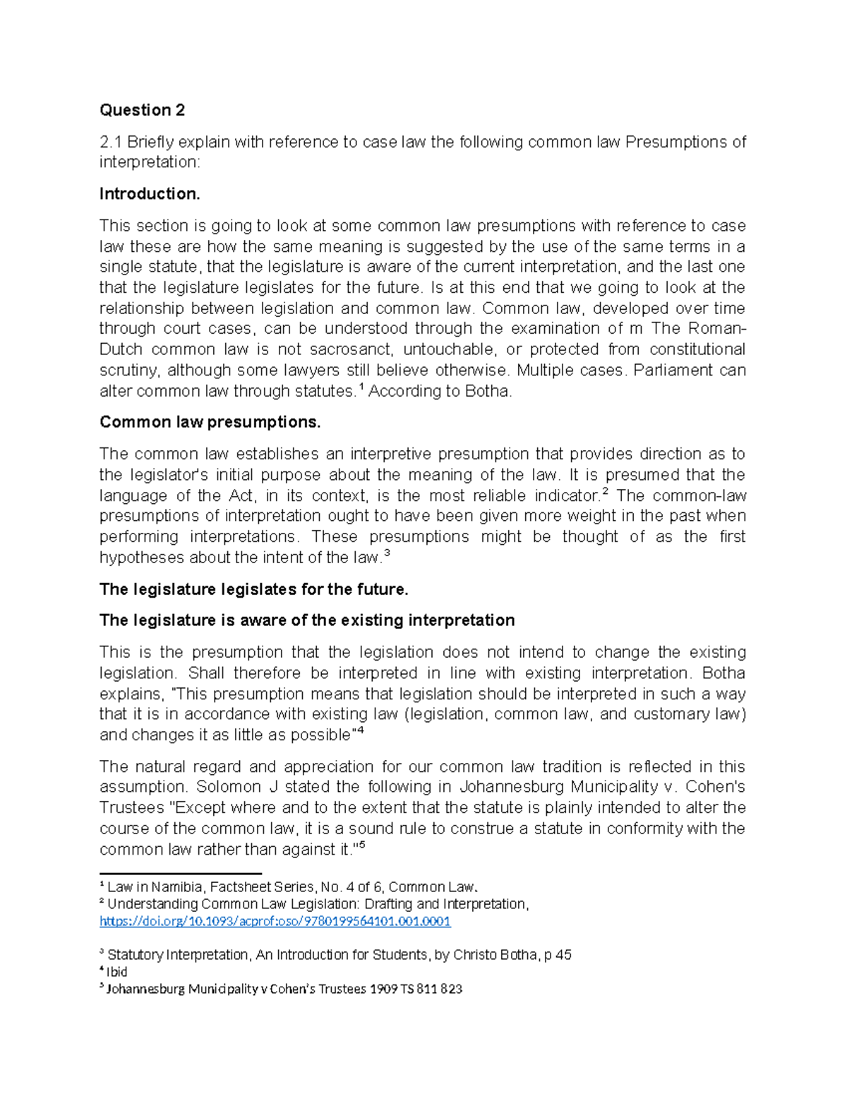 Question 2 lagal - Summary Legal Interpretation and Drafting - Question 2 2 Briefly explain with ...