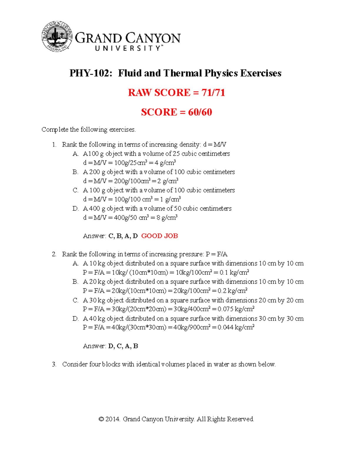 PHY-102-RS-Fluidand Thermal Physics Exercises graded - PHY-102: Fluid ...
