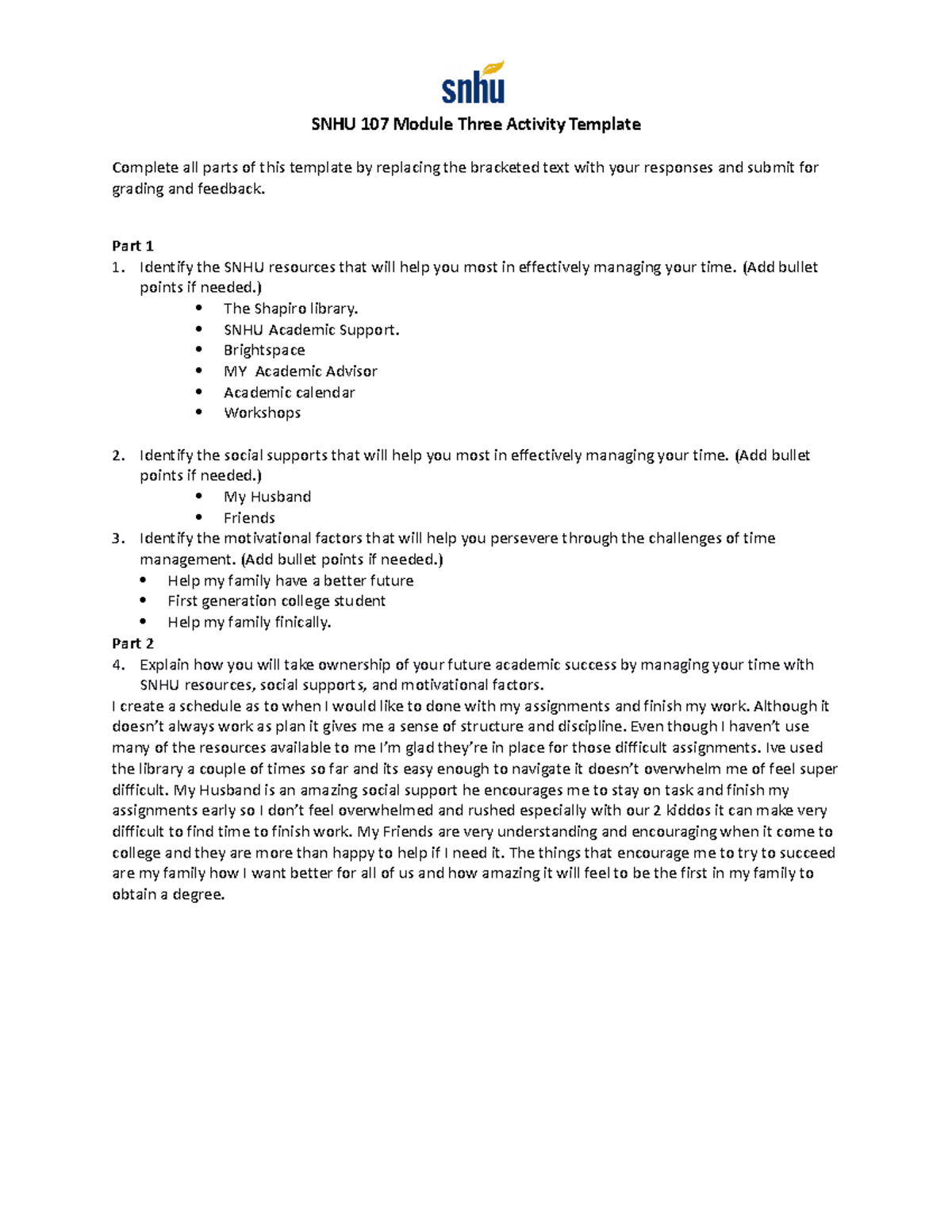 SNHU 107 Module Three Activity Template finished - SNHU 107 Module ...
