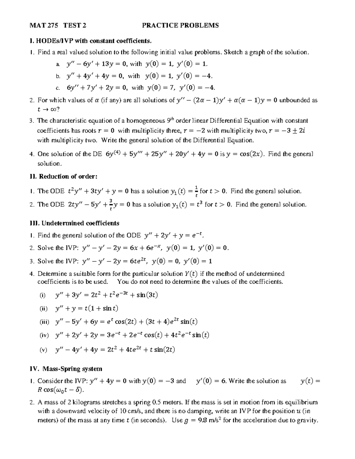 Mat275 test2 practice - Warning: TT: undefined function: 32 MAT 275 ...