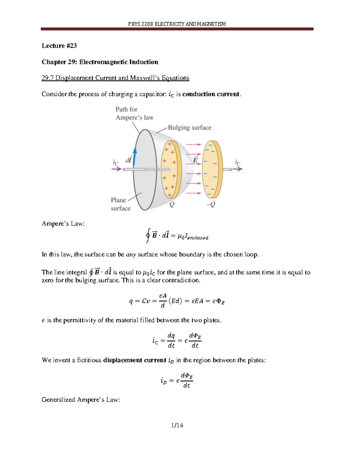 Lecture 23 - PROFESSOR LI GAO - PHYS 220B ELECTRICITY AND MAGNETISM ...