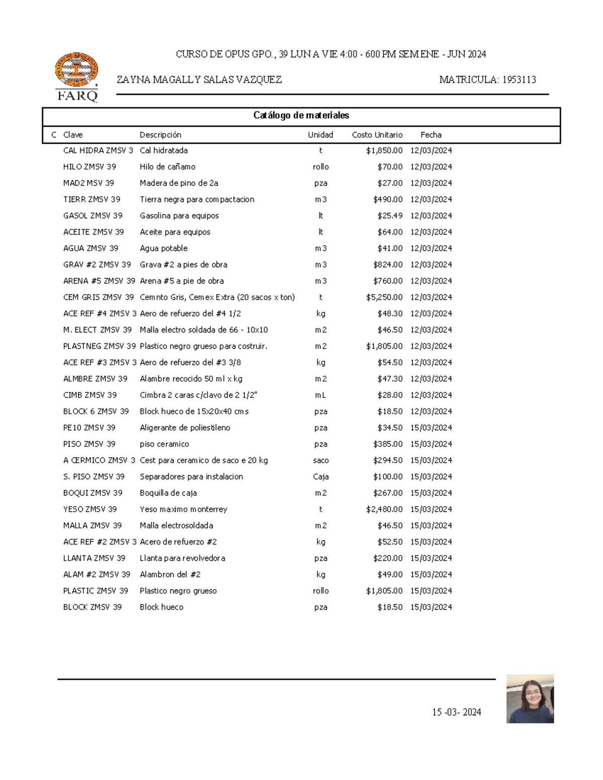 Catalogo DE Materiales - Catálogo de materiales - CURSO DE OPUS GPO ...