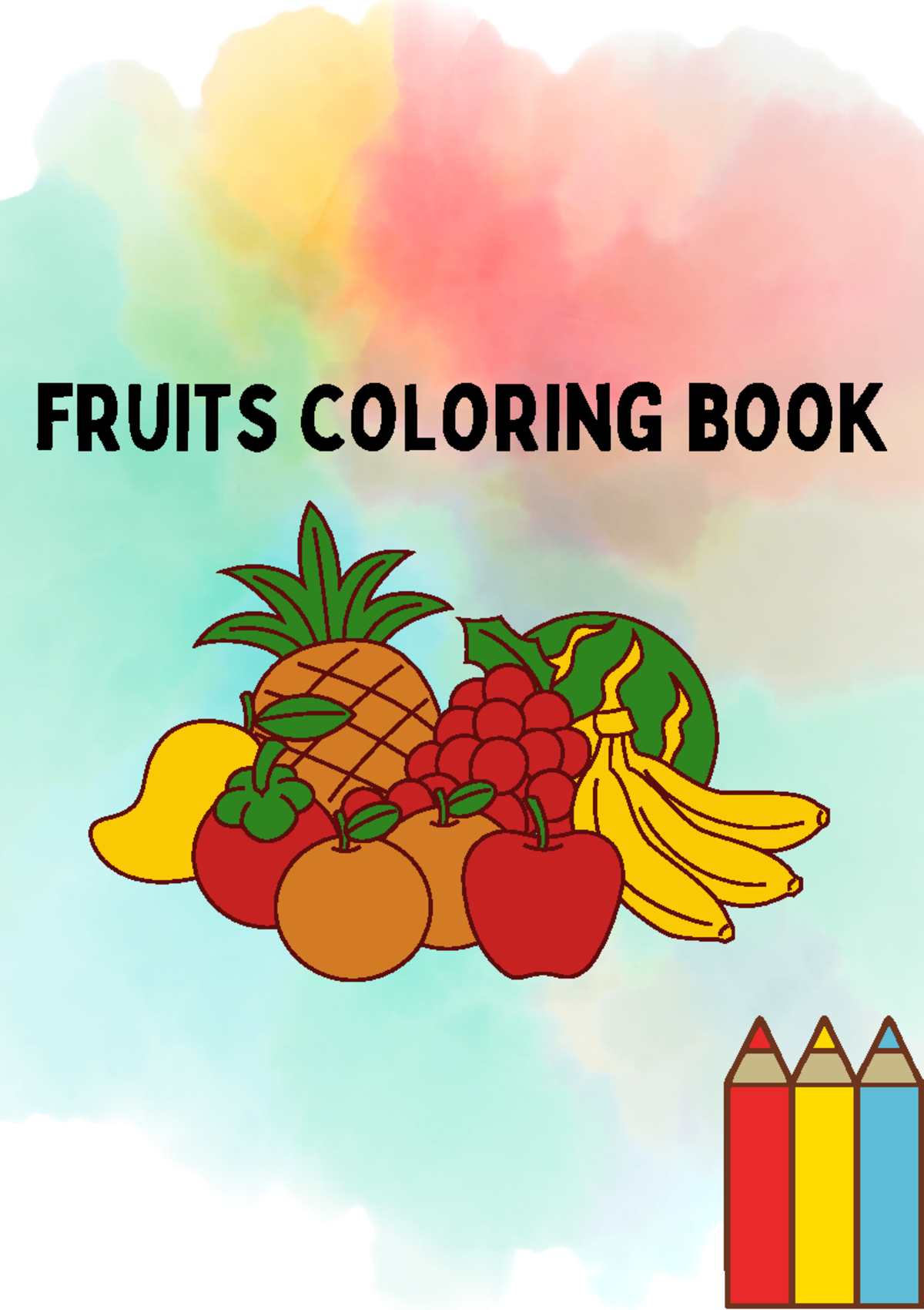 White Simple Fruits Coloring Book Worksheet - Arts - fruits coloring ...