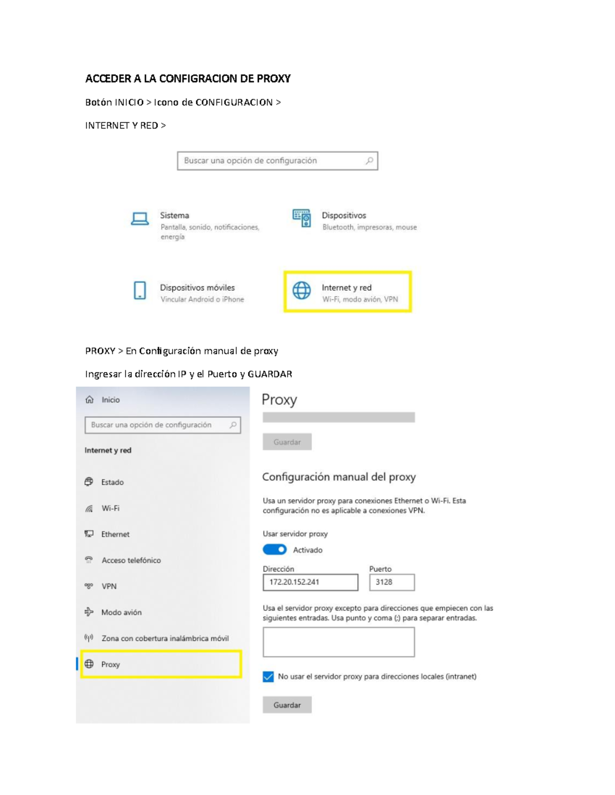 Accder a la configuración de proxy - Sistemas Operativos I - ACCEDER A ...