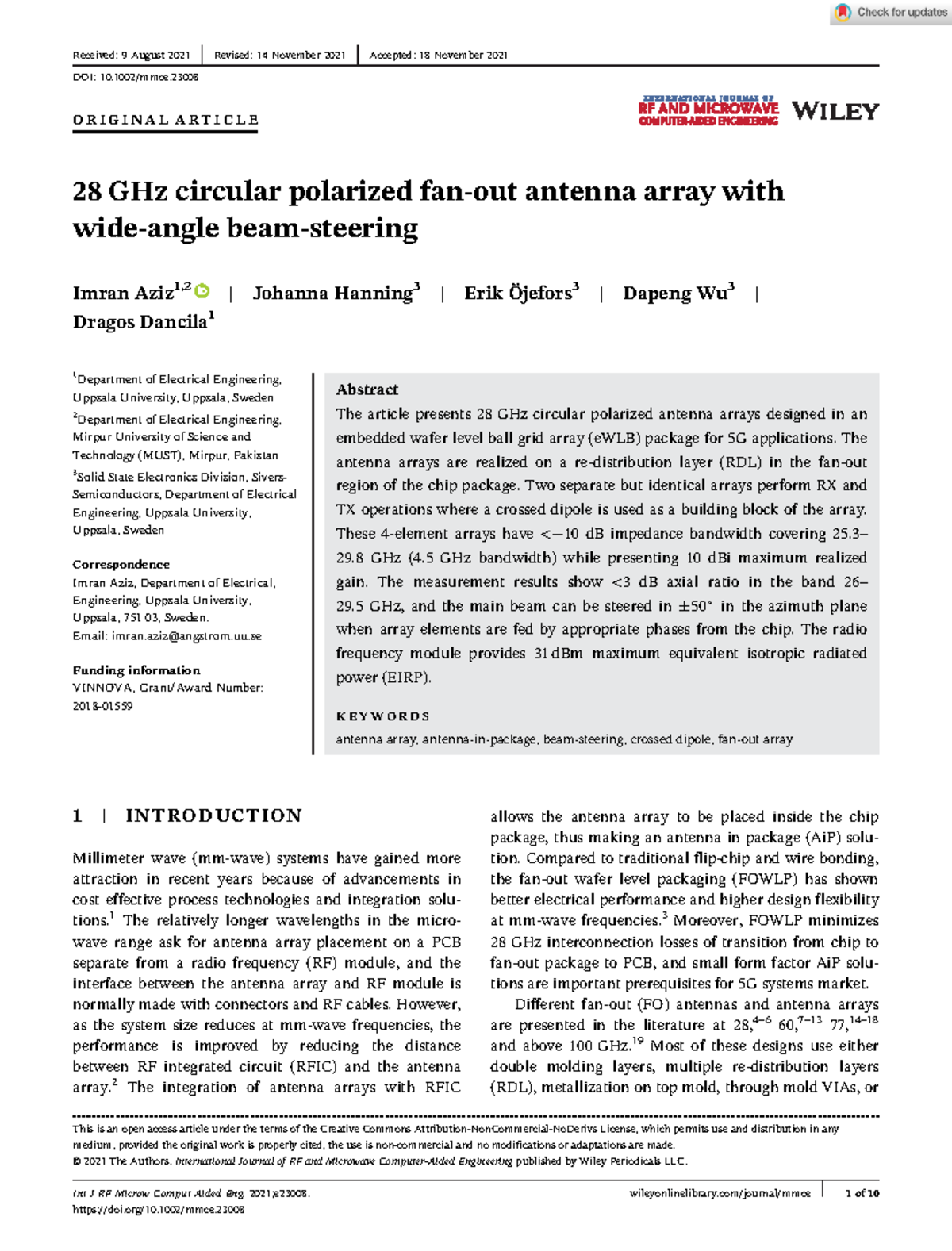 Fulltext 01 - 28 GHz circular polarized fan-out antenna array with wide ...