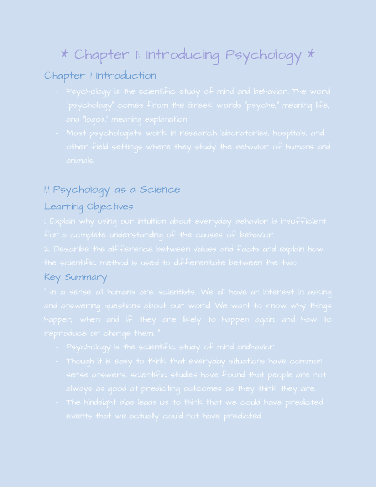 Chapter 1 and 2 - * Chapter 1: Introducing Psychology * Chapter 1 ...