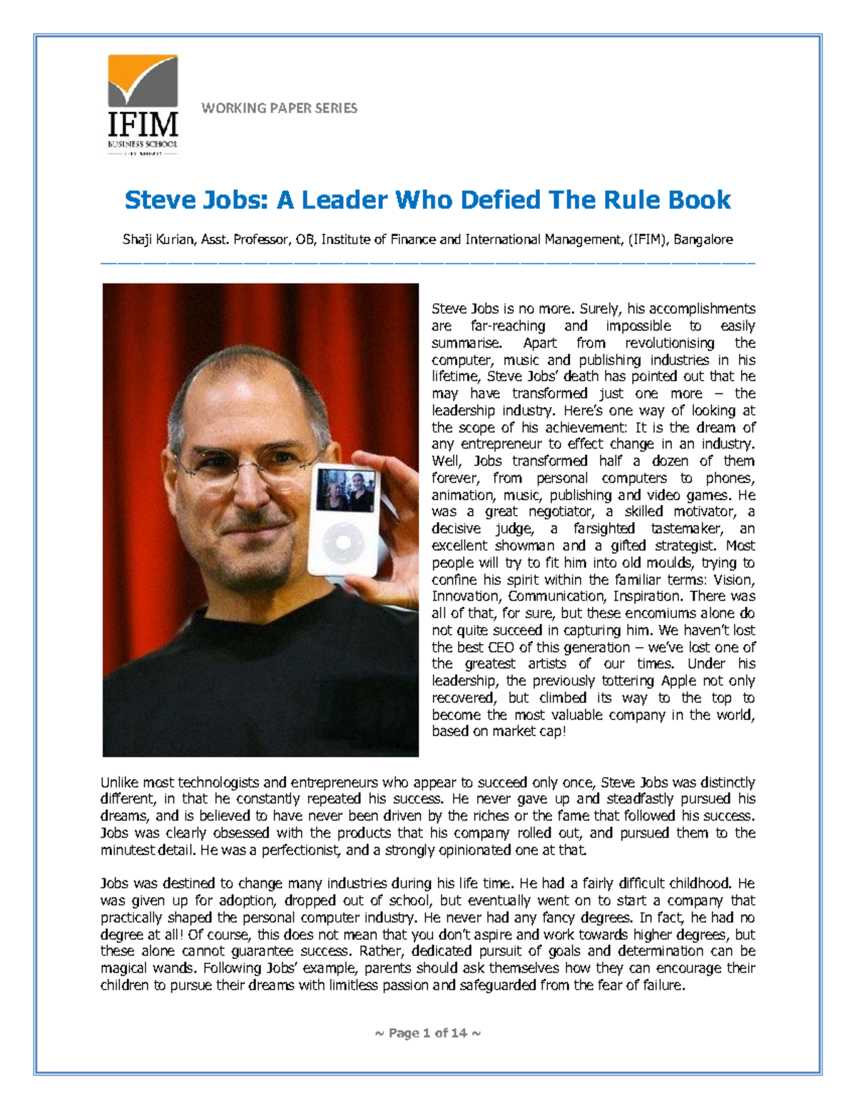 Steve jobs article - Steve Jobs: A Leader Who Defied The Rule Book ...