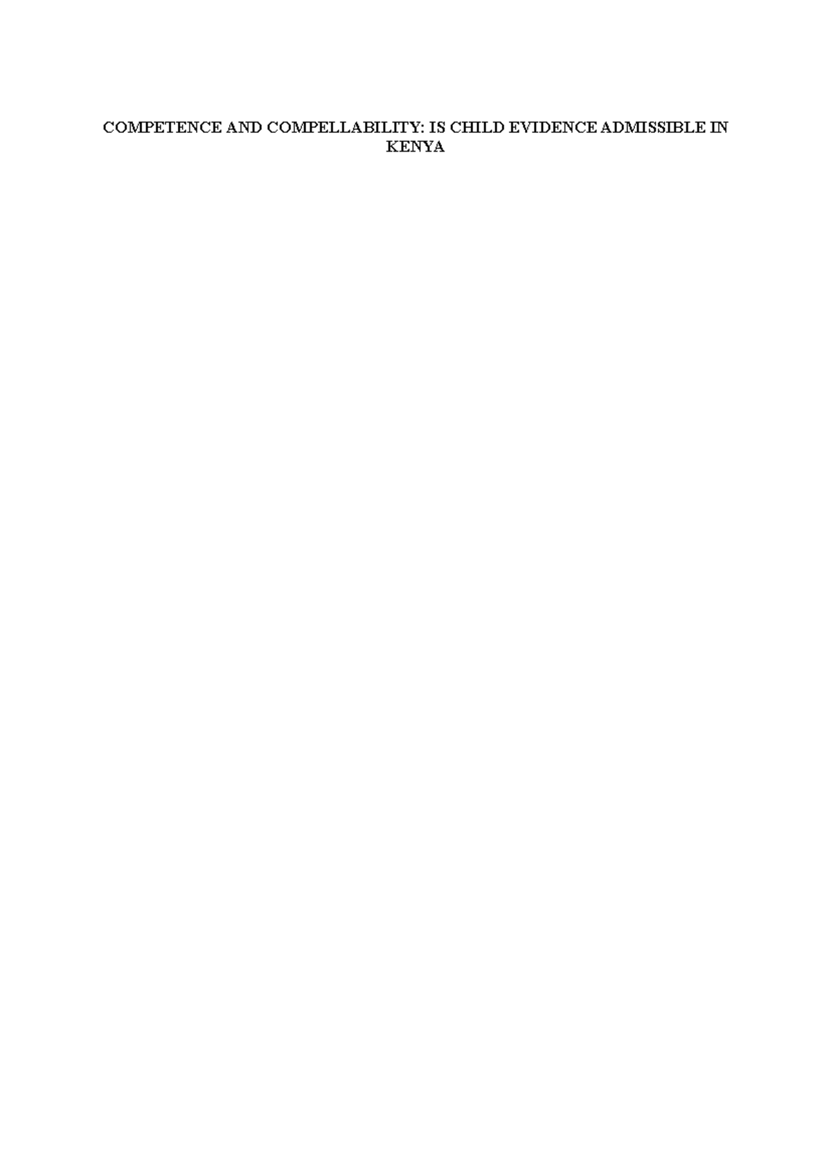 Competence AND Compellability IS Child E - COMPETENCE AND ...