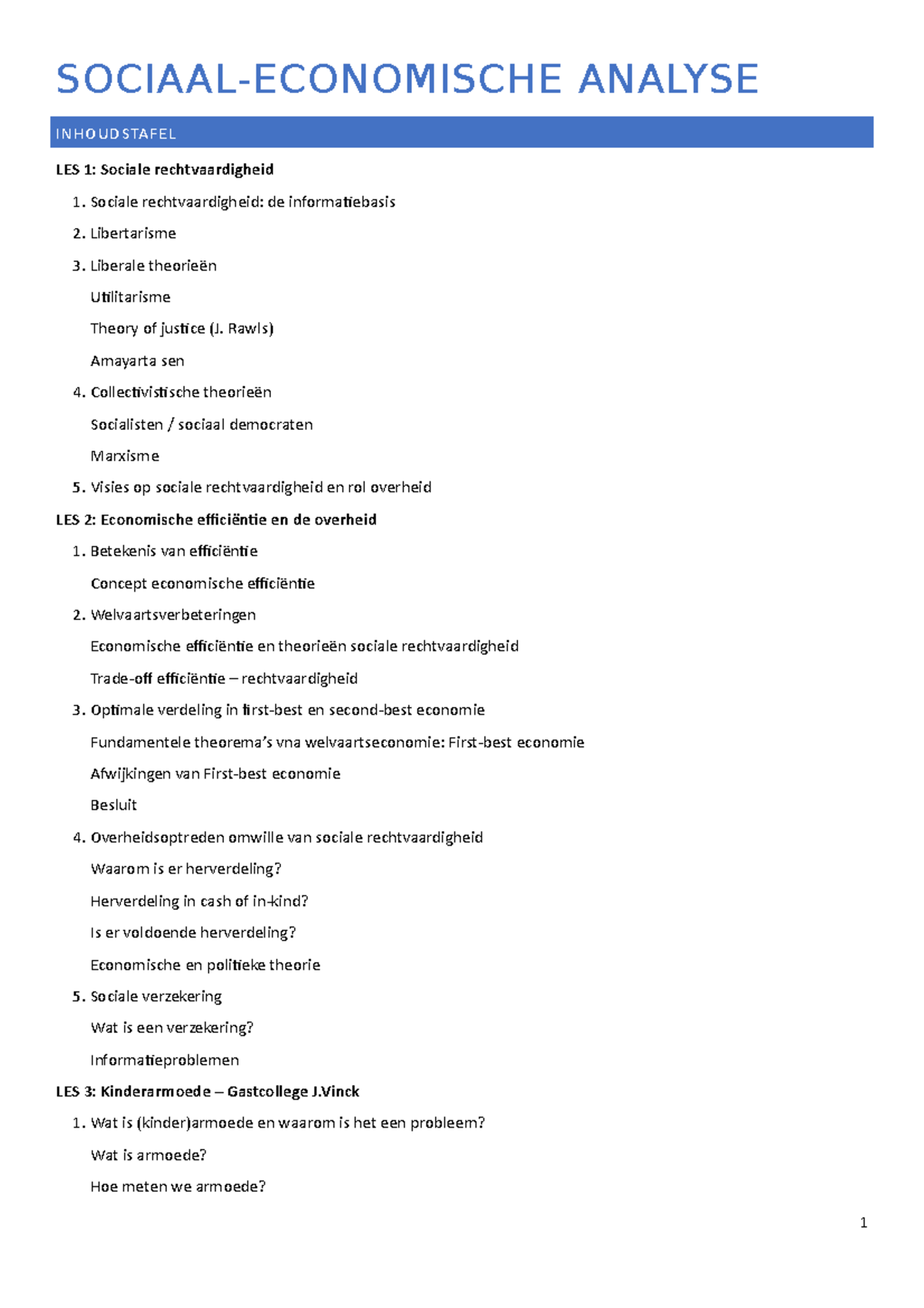 Sociaal Eco Analyse Samenvatting - SOCIAAL-ECONOMISCHE ANALYSE ...