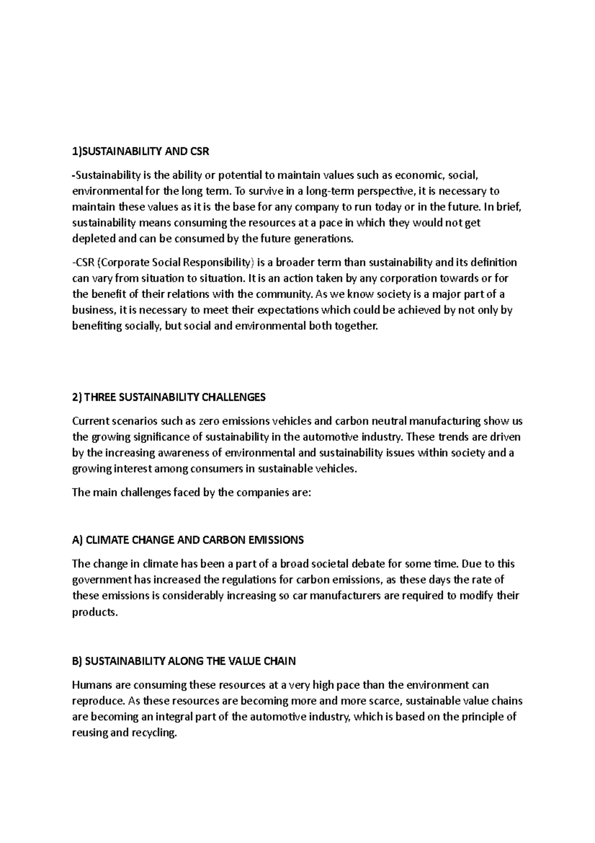 Lkjfds - 100%helpful - 1)SUSTAINABILITY AND CSR Sustainability is the ...