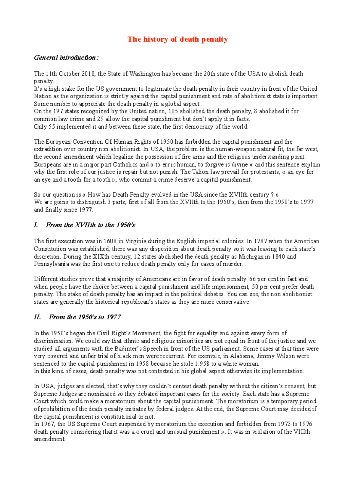 Death Penalty presentation - The history of death penalty General ...