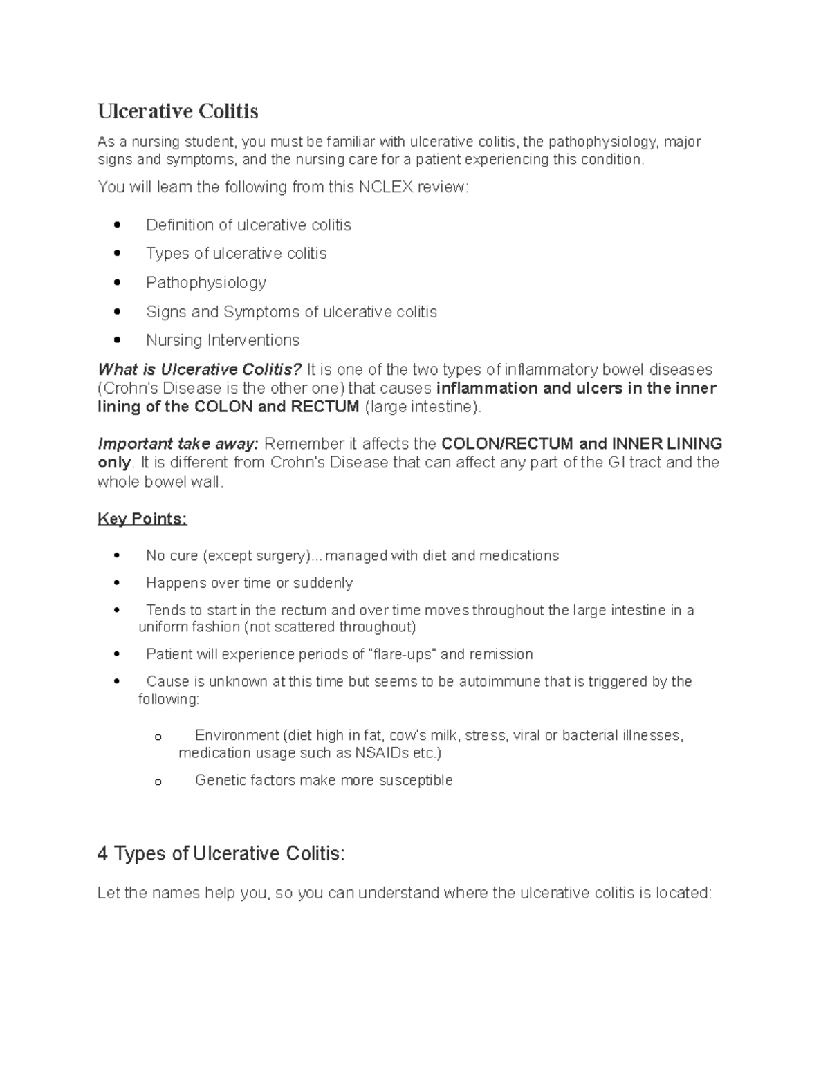 Ulcerative colitis - Iddrisu Mohammed - Ulcerative Colitis As a nursing ...