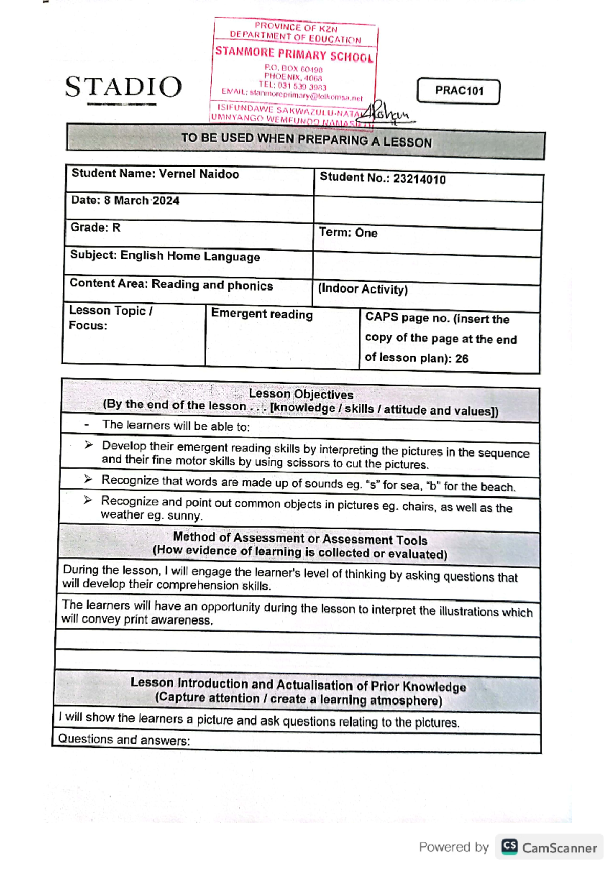 Informal Lesson 2 - 117853 - Studocu