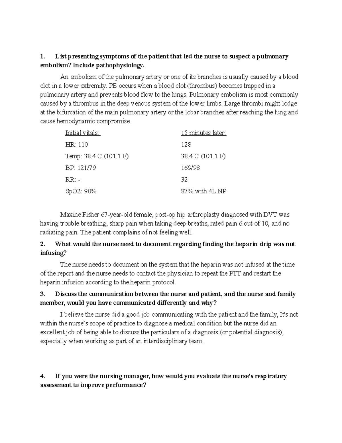 Integration IV Virtual SImulation Respiratory Distress - List ...
