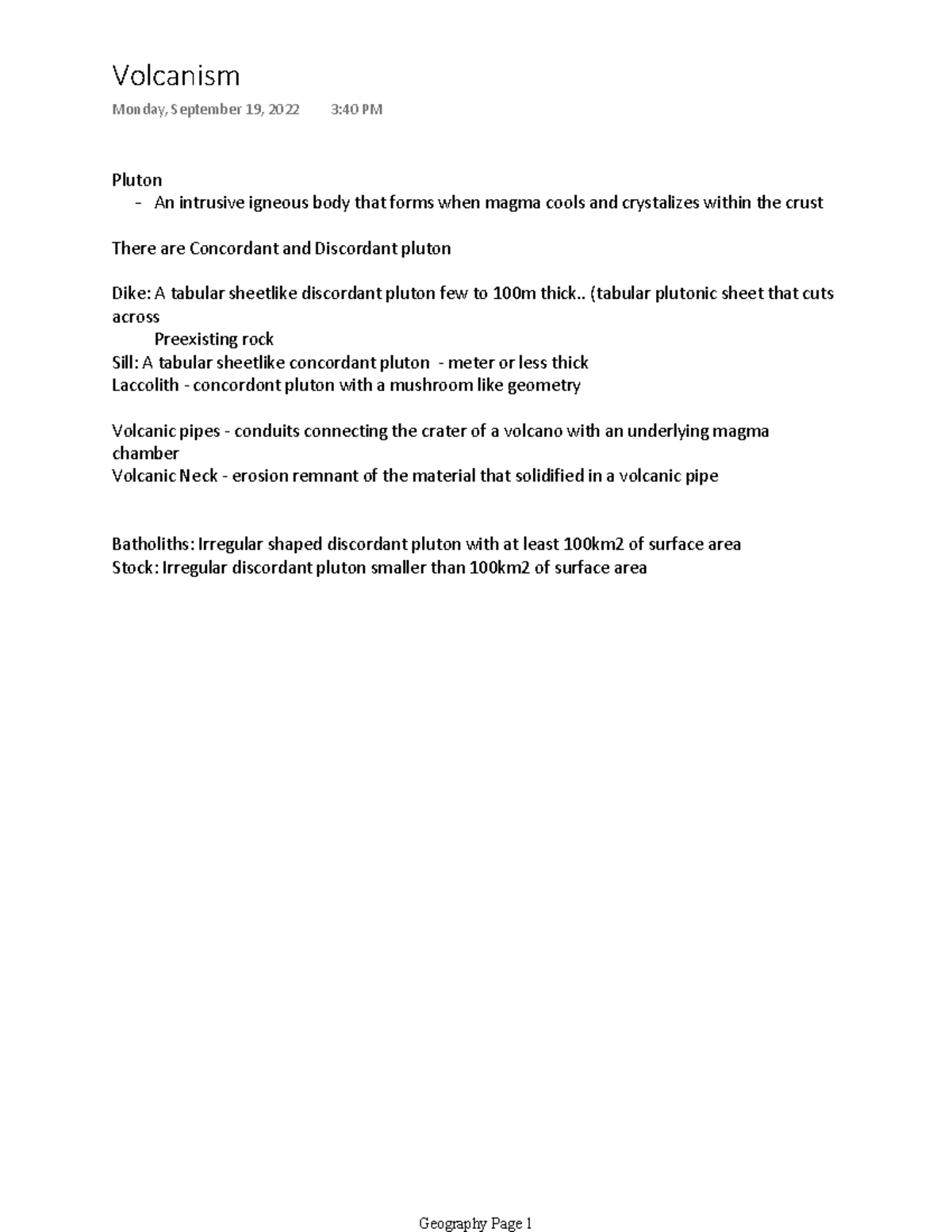 Geology 7 - Volcanism - Pluton - An intrusive igneous body that forms ...