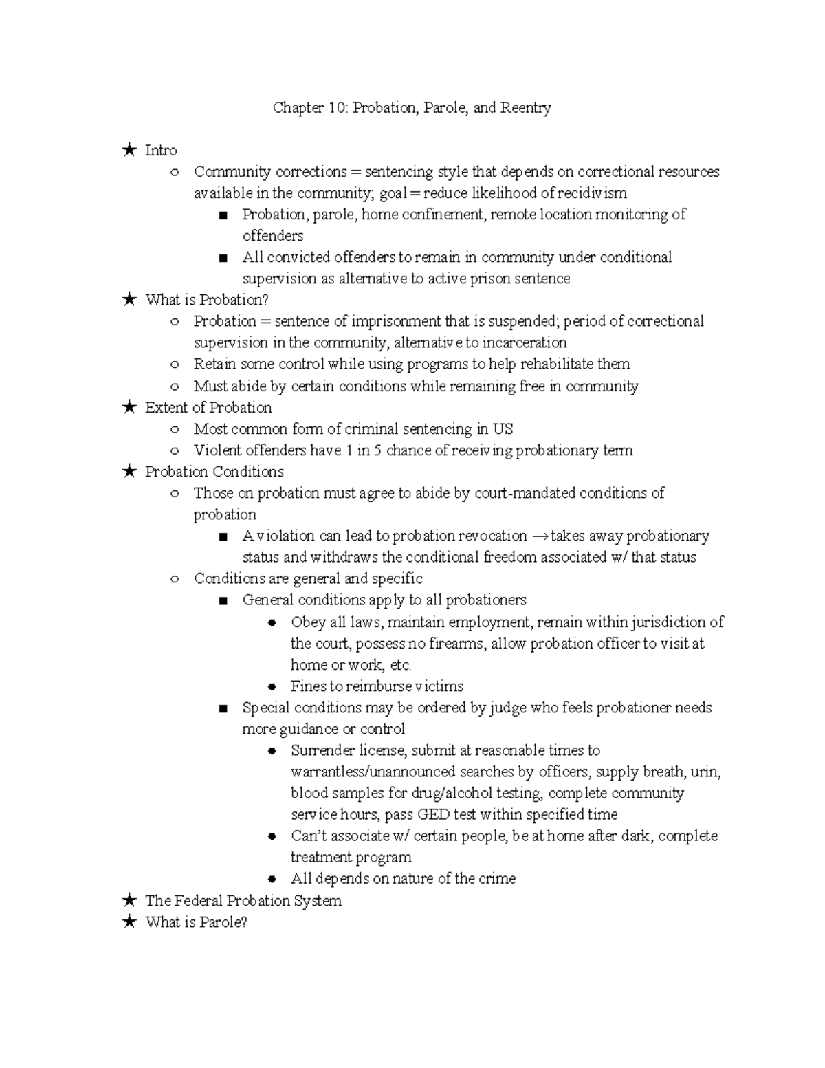 CJ Chapter 10 - Richard Los - Chapter 10: Probation, Parole, and ...
