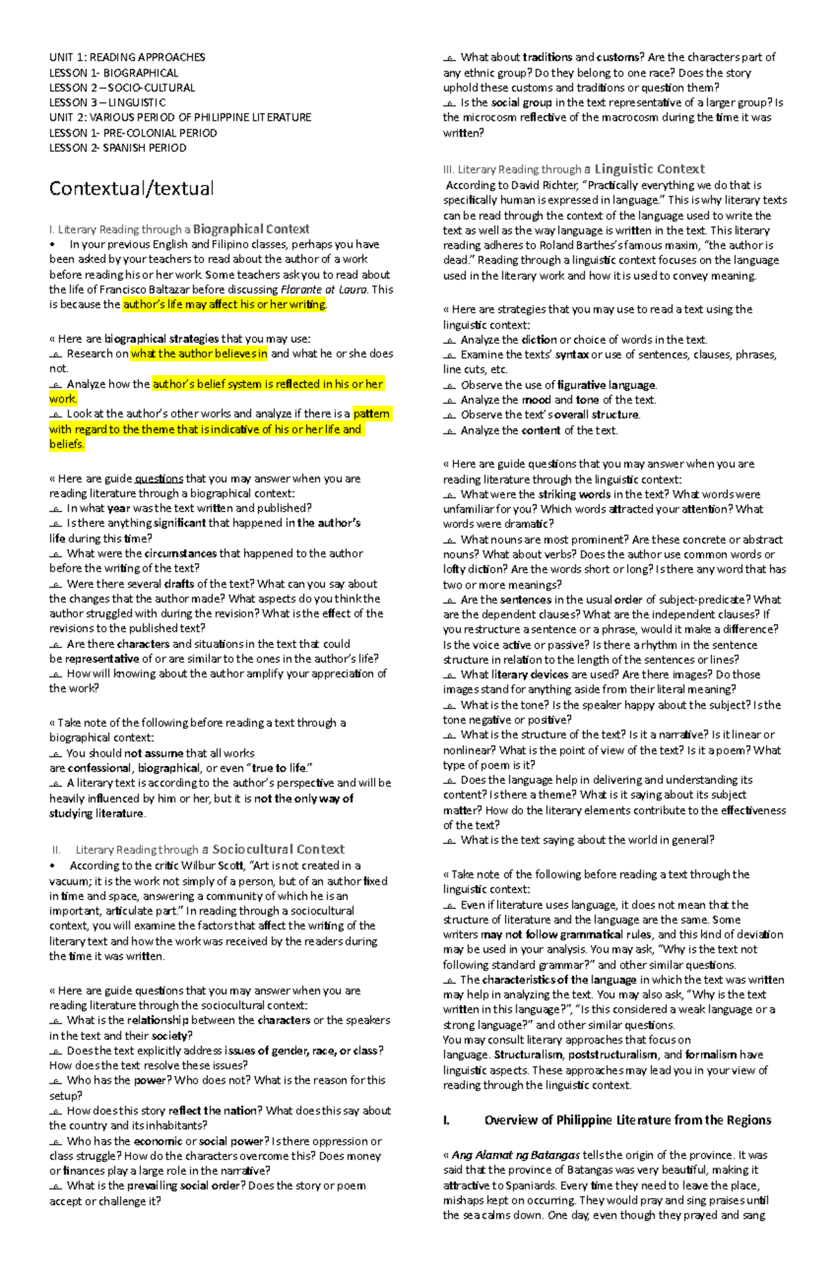 21st Lit - Lecture Notes on 21st Century Literature - UNIT 1: READING ...