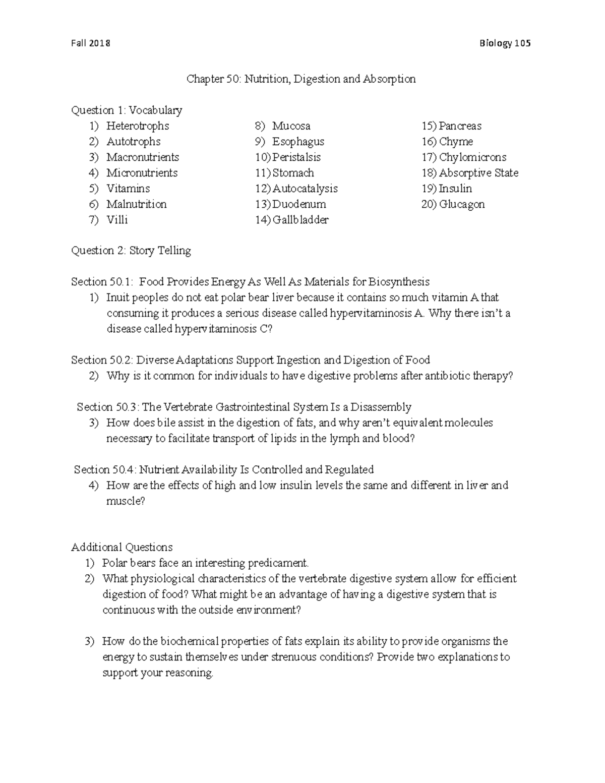Chapter 50 - This document contains a study guide for CH 50 Homework ...