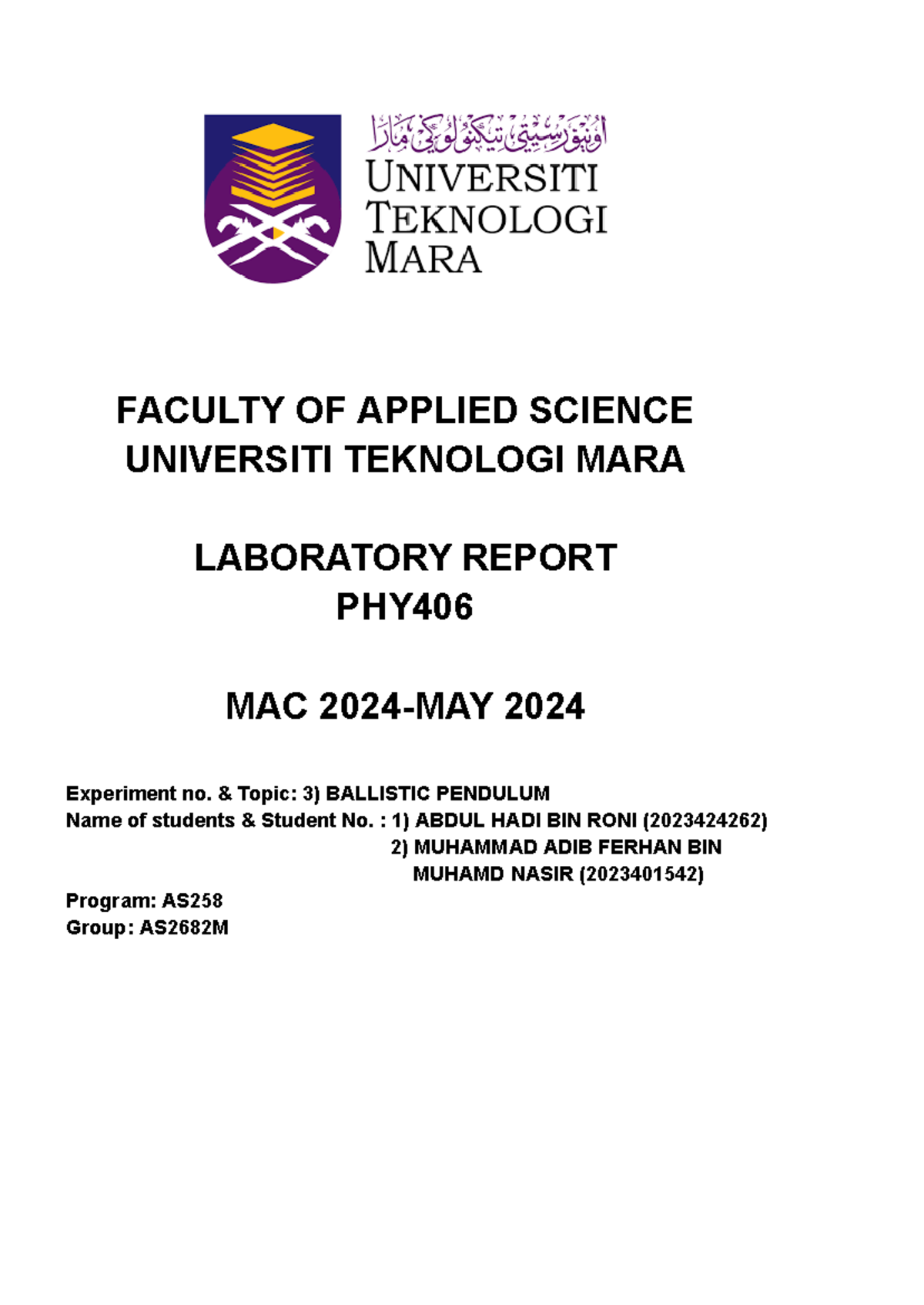 Faculty OF Applied Science - FACULTY OF APPLIED SCIENCE UNIVERSITI ...